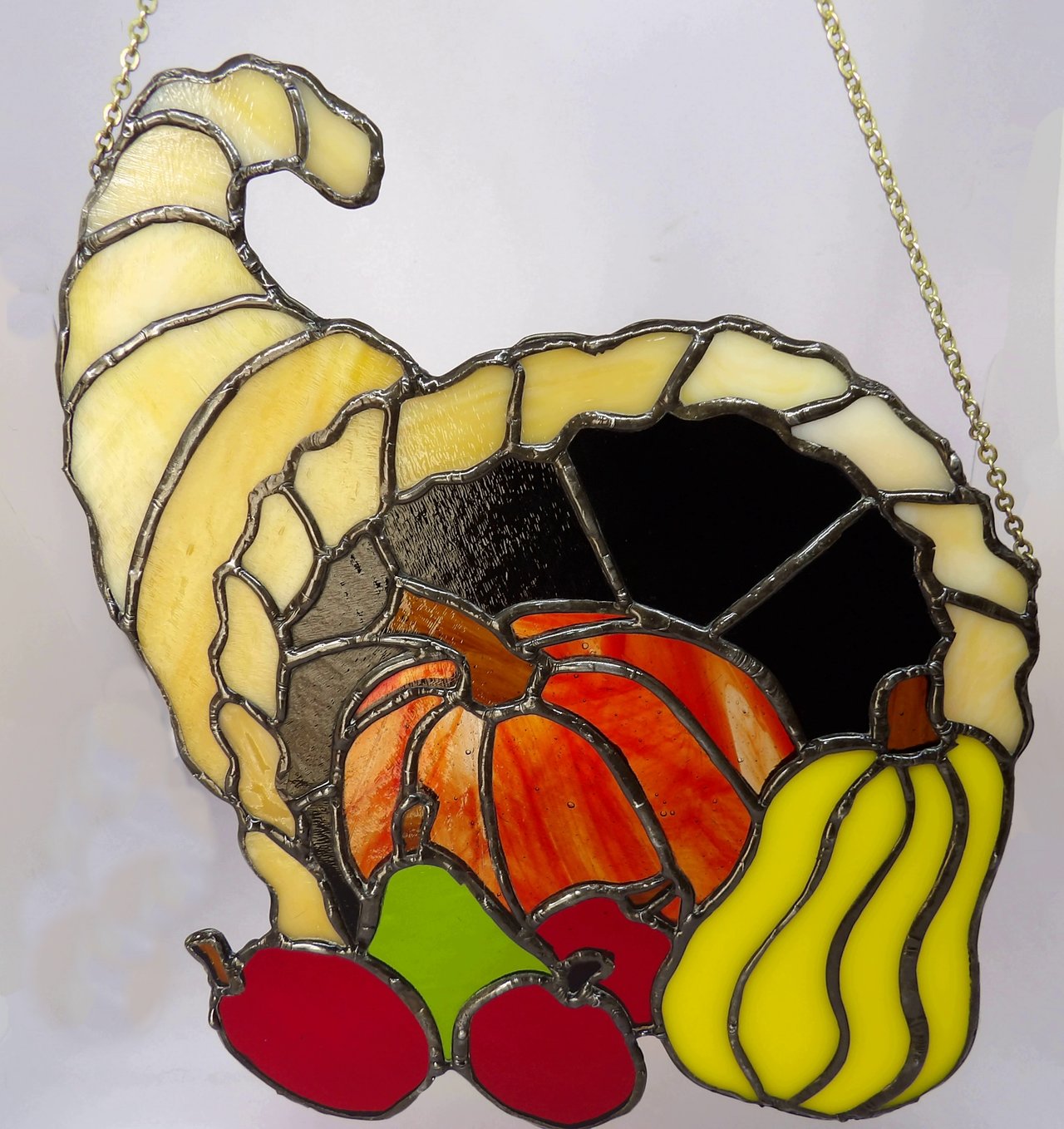 Stained Glass Cornucopia Suncatcher - Janney Artisan Workshop LLC